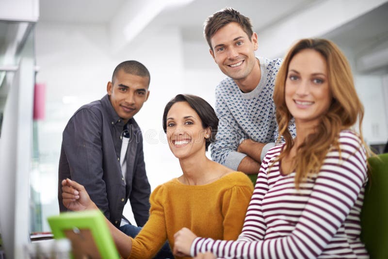 Teamwork with a Smile. Cropped View of a Group of Young Designers ...