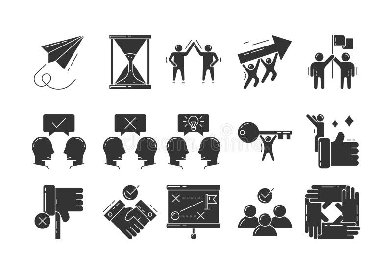 Teamwork Solid Icon Set. Contains Such Conference Meeting, Team Leader ...