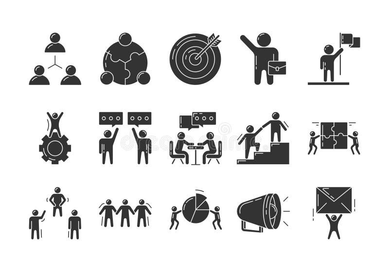 Teamwork Solid Icon Set. Contains Such Conference Meeting, Team Leader ...