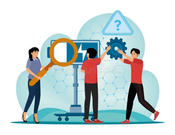 Teamwork Solving Complex Problems. Team Members Collaborate Using ...