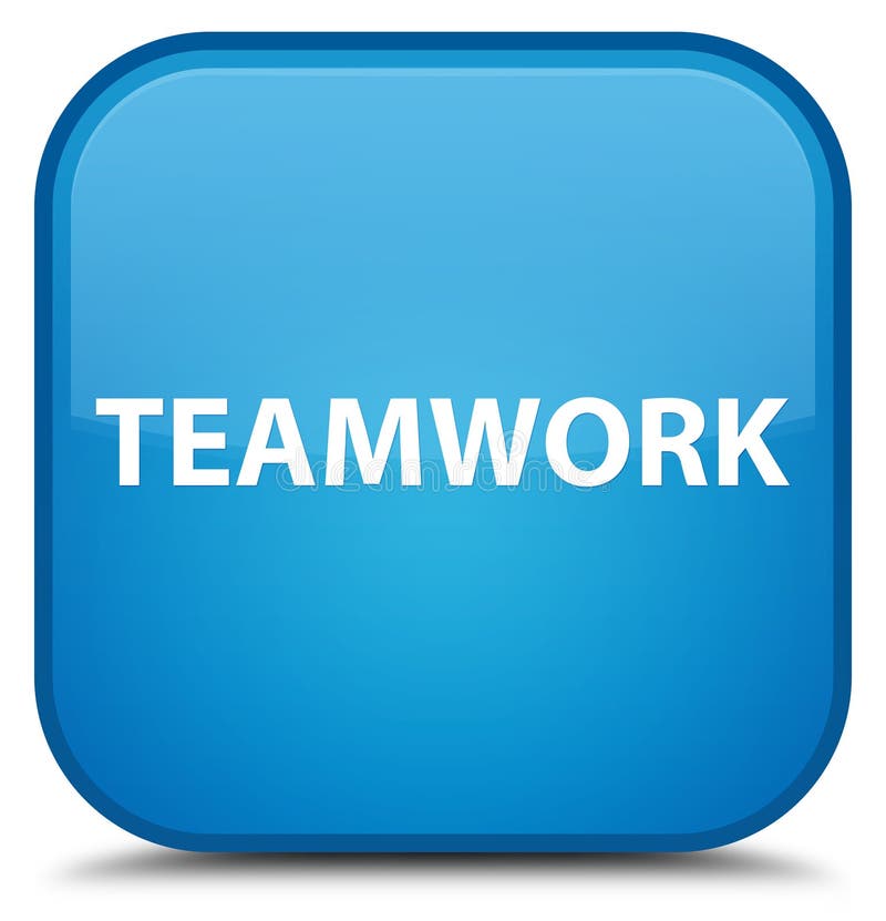 Teamwork Special Cyan Blue Square Button Stock Illustration ...