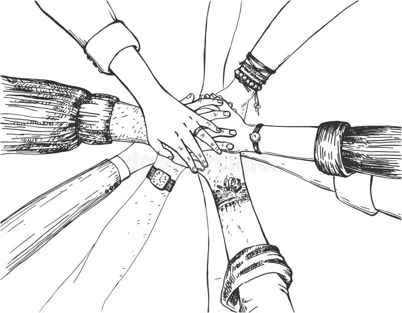 Teamwork Stacking Joining Group Stock Vector - Illustration of together ...