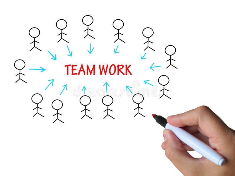 Teamwork Stick Figures Shows Working As Team Stock Illustration ...