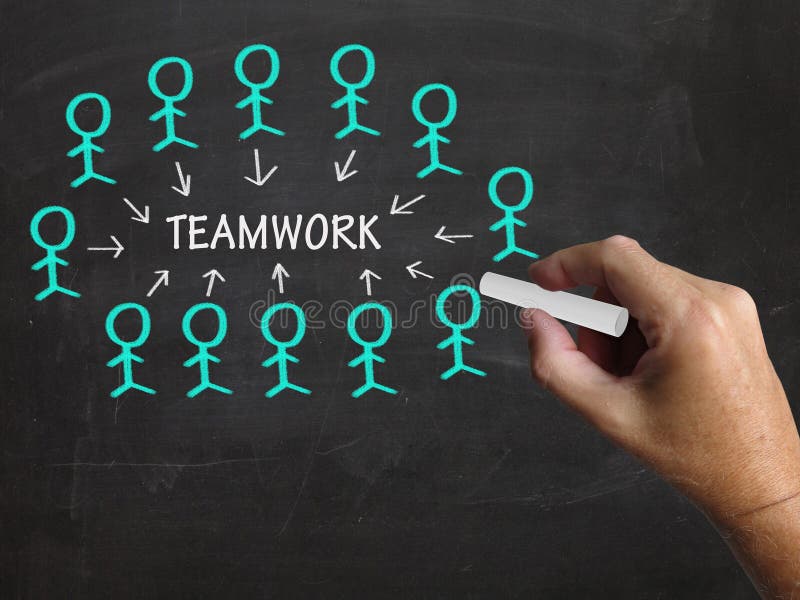 Teamwork Stick Figures Shows Working As Team Stock Illustration ...