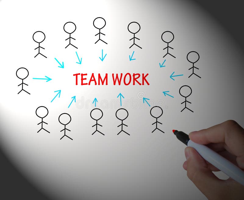 Teamwork Shows 3d Characters Working Together Stock Illustration ...
