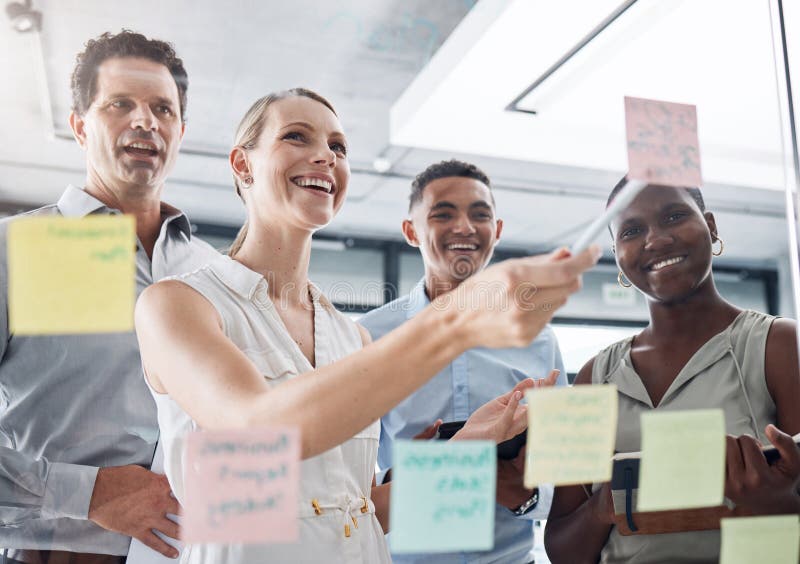 Window, Collaboration and Sticky Note, Brainstorming and Man is Writing ...