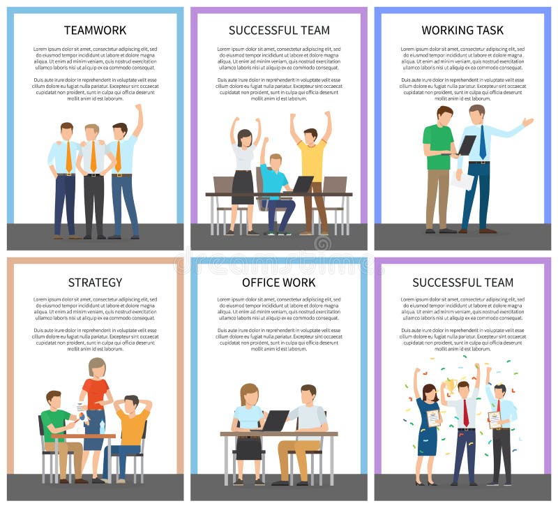 Teamwork and Strategy Set Vector Illustration Stock Vector ...