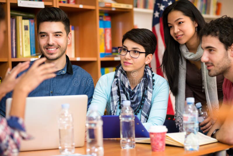 Teamwork of Students Working on Task Together Stock Photo - Image of ...