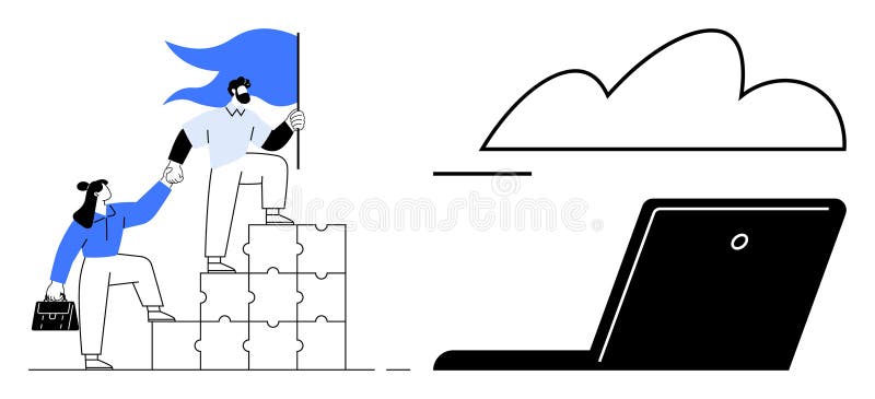 Teamwork and Success with Cloud Technology for Collaborative Problem-Solving Stock Vector ...