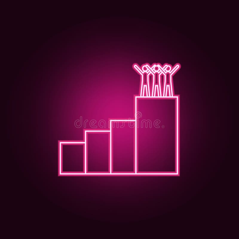 Teamwork Success Concept Neon Icon. Elements of Team Work Set Stock ...