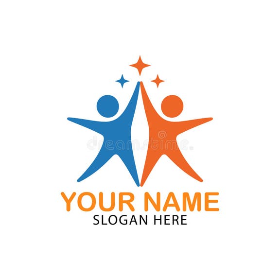 Teamwork and Success Logo with Colorful People Silhouettes Stock Vector ...