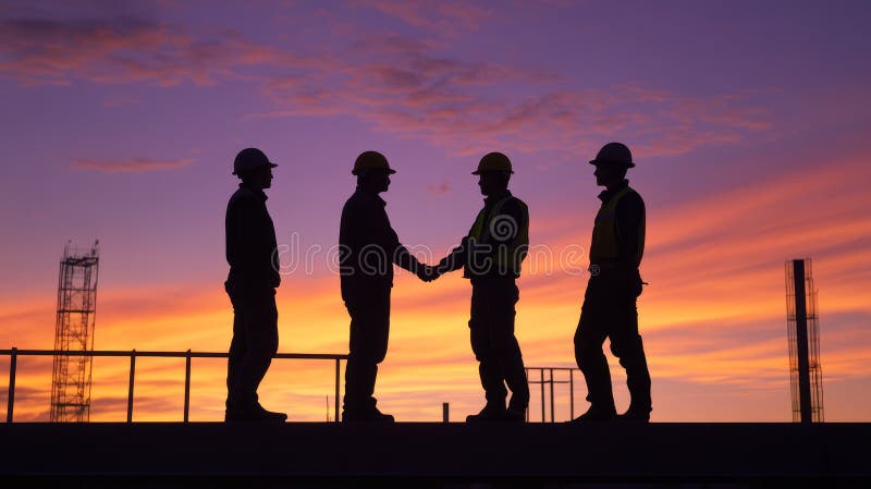 Teamwork Sunset Construction Construction Workers Sunset Teamwork ...