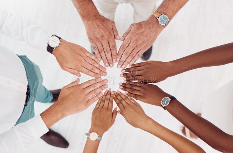 Teamwork, Support and Hands of Business People in Circle for Motivation ...
