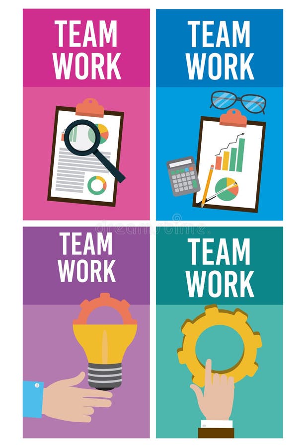 Teamwork and support cards stock vector. Illustration of person - 143379003