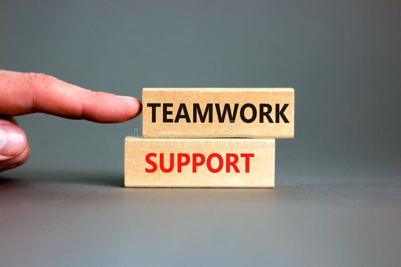 Teamwork Support Symbol. Concept Words Teamwork Support on Wooden ...