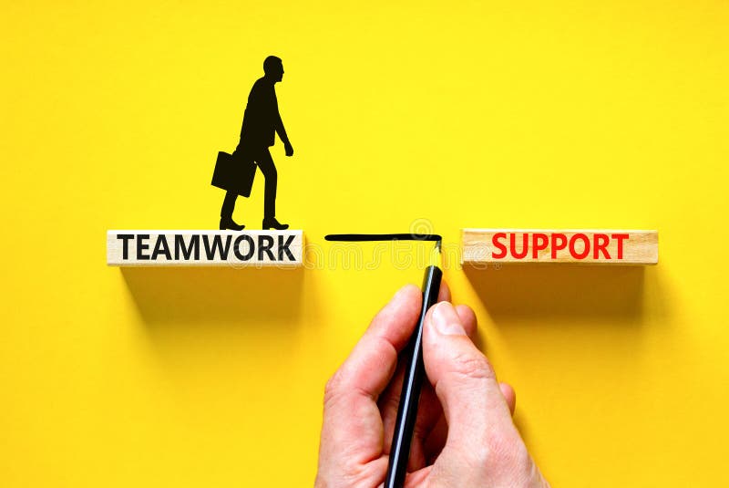 Teamwork Support Symbol. Concept Words Teamwork Support on Wooden ...
