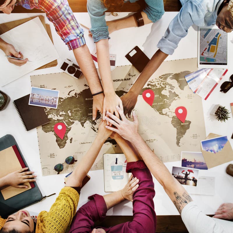 Teamwork Support Travel Jouney Planning Concept Stock Photo - Image of ...