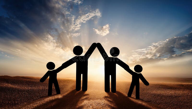 Teamwork Symbols Reflect Unity and Support Against a Vibrant Sunset ...