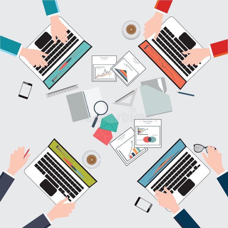 Teamwork Table stock vector. Illustration of work, diversity - 16280632