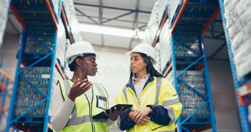 Teamwork, Tablet and Supply Chain with People in Warehouse for ...