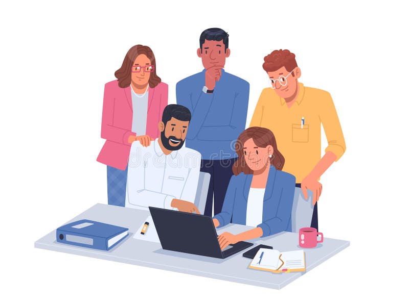 Teamwork. a Team of Colleagues Discuss and Carry Out a Project Stock ...