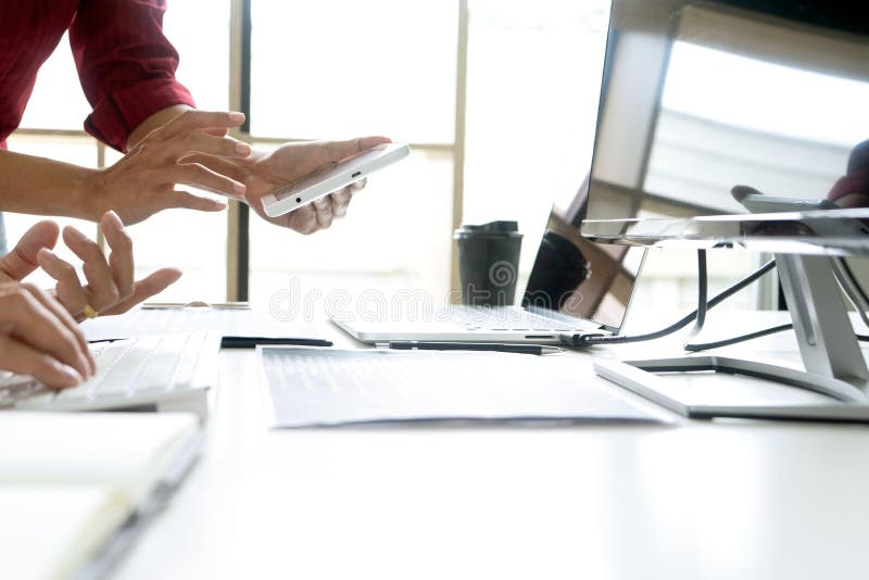 Teamwork Team Programmer Working with Computer Stock Photo - Image of ...