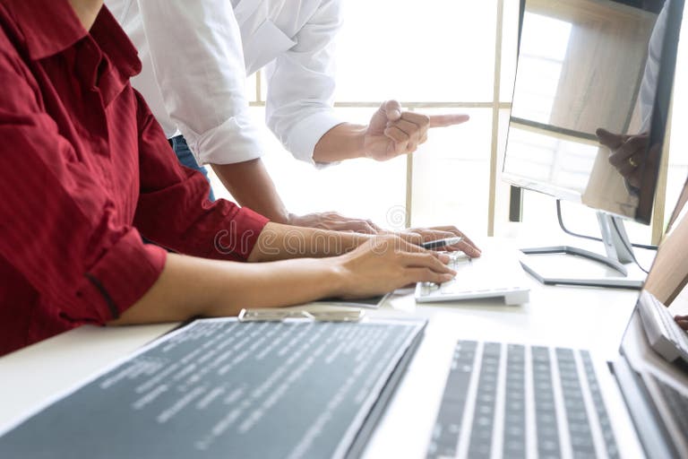 Teamwork Team Programmer Working with Computer Stock Image - Image of develop, engineer: 157841433