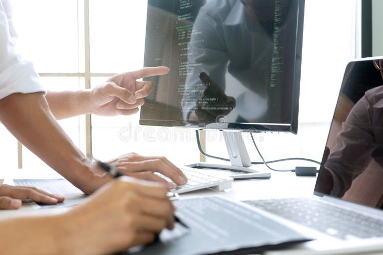 Teamwork Team Programmer Working with Computer Stock Image - Image of computer, coding: 157841497