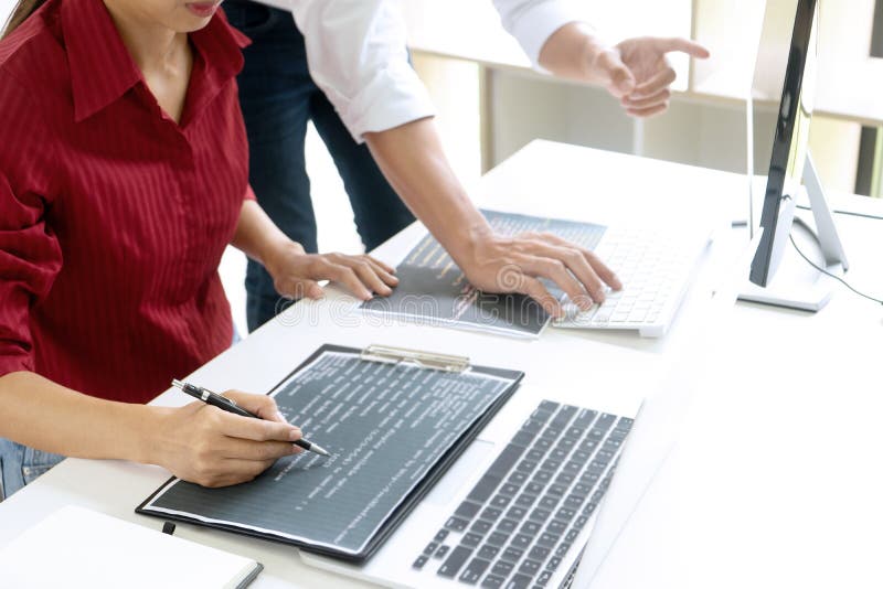 Teamwork Team Programmer Working with Computer Stock Image - Image of java, desktop: 157841425