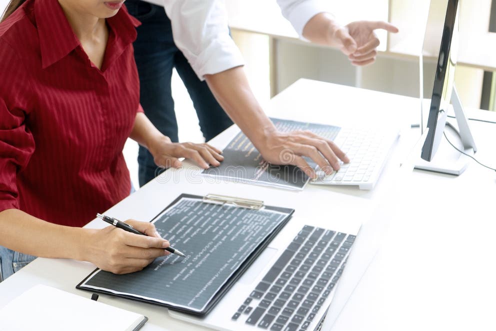 Teamwork Team Programmer Working with Computer Stock Image - Image of java, desktop: 157841425