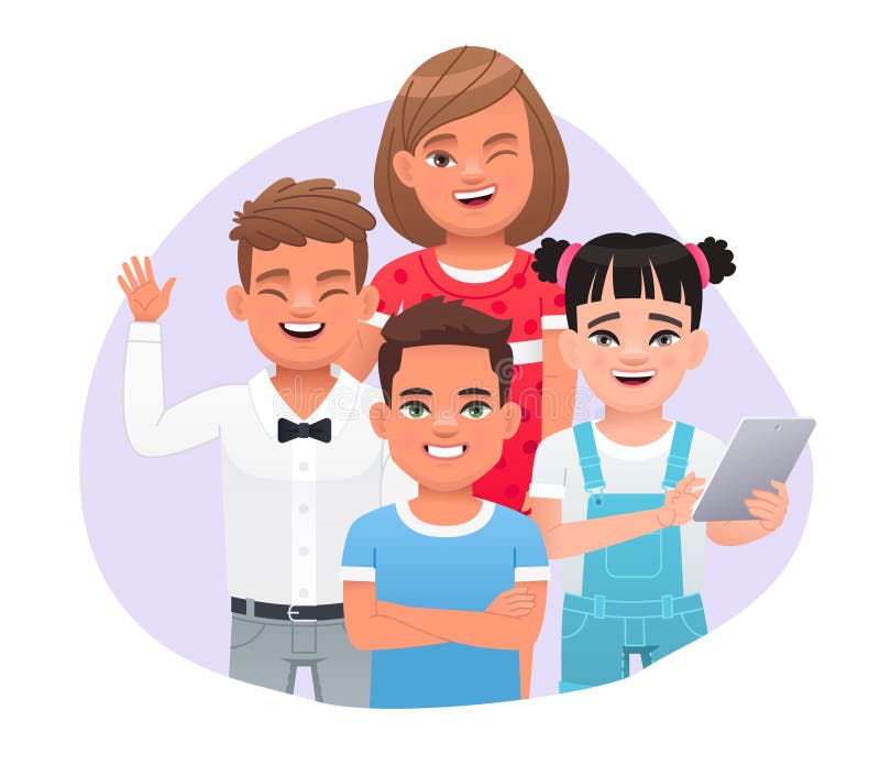 Teamwork. a Team of Successful Happy Children. a Group of Young ...