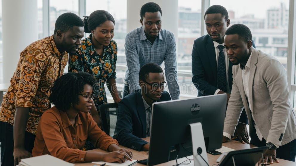 Teamwork in Tech stock illustration. Illustration of people - 373455395