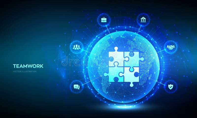 Teamwork Technology Concept. Business Partnership. Global Cooperation ...