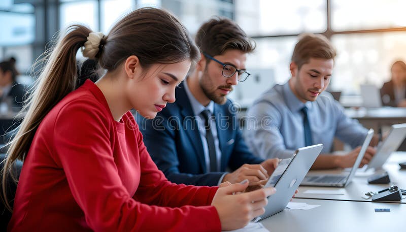 Teamwork and Technology stock illustration. Illustration of face ...