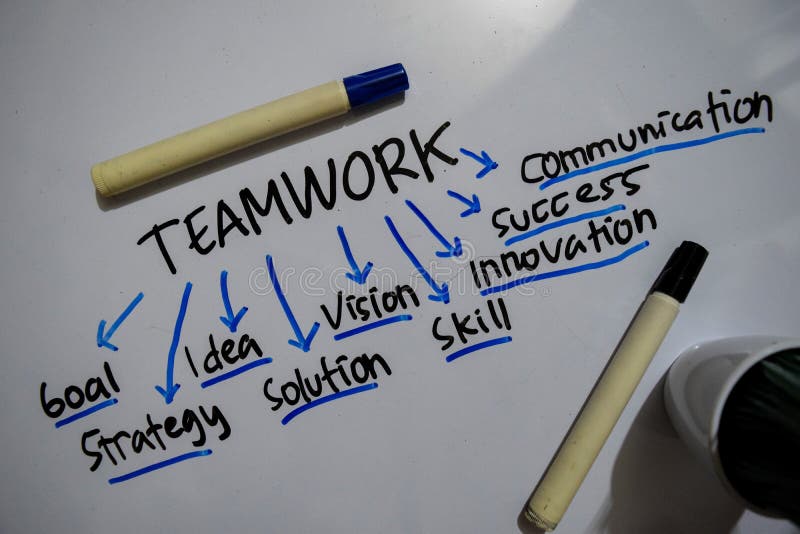 Teamwork Text with Keywords Isolated on White Board Background. Chart ... Teamwork Text with Keywords Isolated on White Board Background. Chart ...