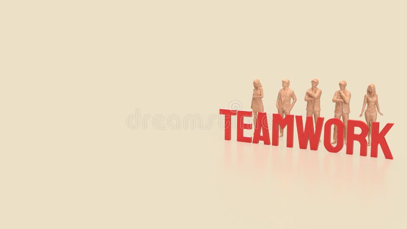 The Teamwork Text and Officer for Business Concept 3d Rendering Stock ...