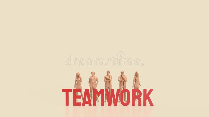 The Teamwork Text and Officer for Business Concept 3d Rendering Stock ...