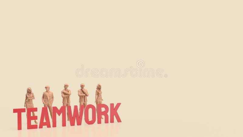 The Teamwork Text and Officer for Business Concept 3d Rendering Stock ...