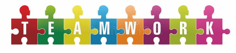 Teamwork, Text with Puzzle Pieces. Vector Illustration. Stock Vector ...