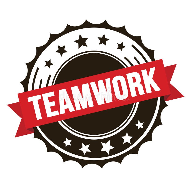 TEAMWORK Text on Red Brown Ribbon Stamp Stock Illustration ...