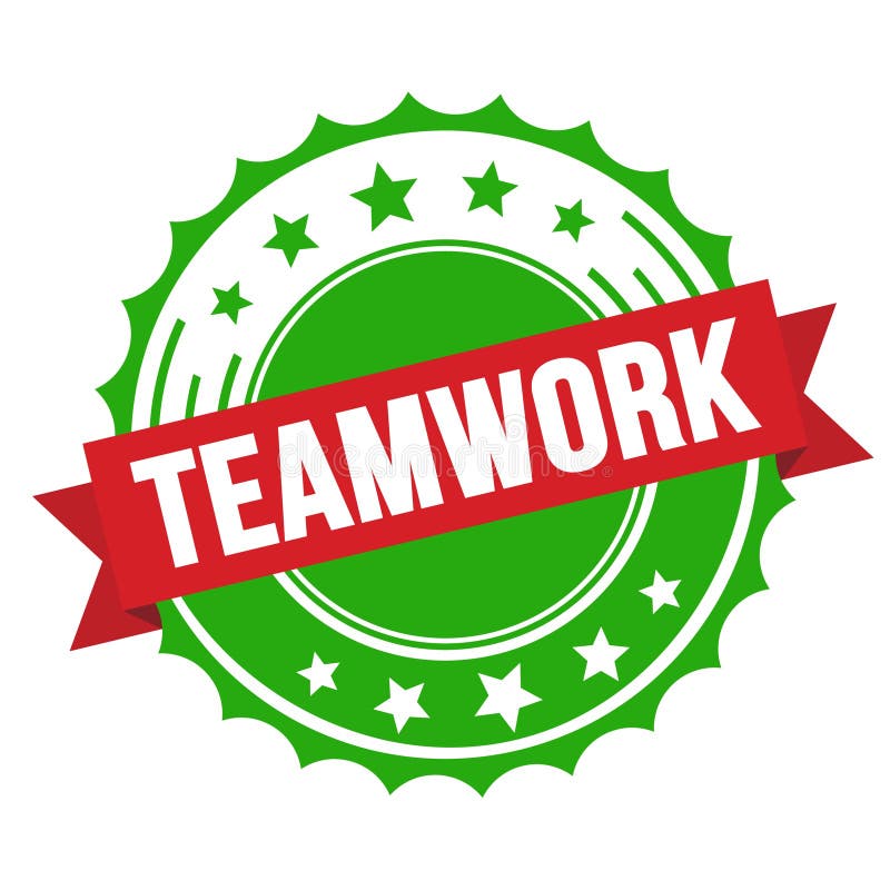 TEAMWORK Text on Red Green Ribbon Stamp Stock Illustration ...