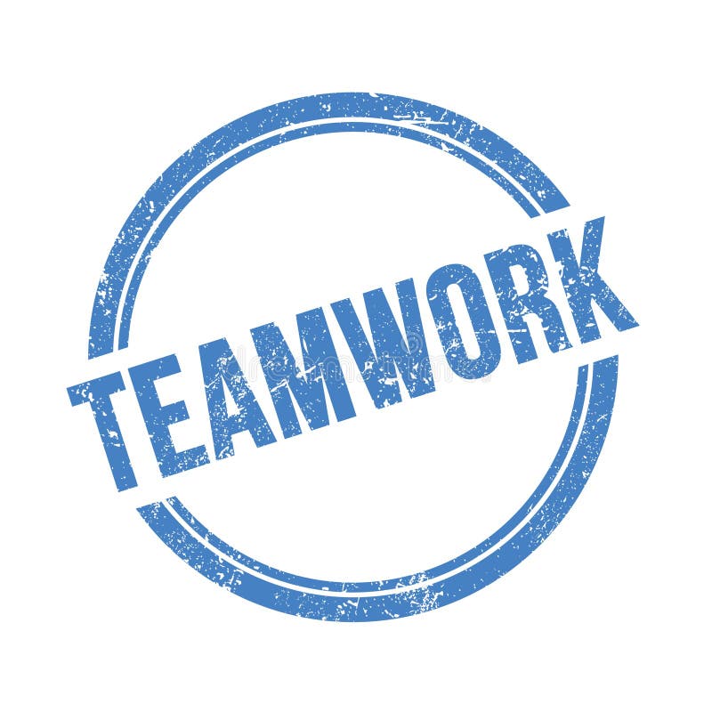 TEAMWORK Text Written on Blue Grungy Round Stamp Stock Illustration ...