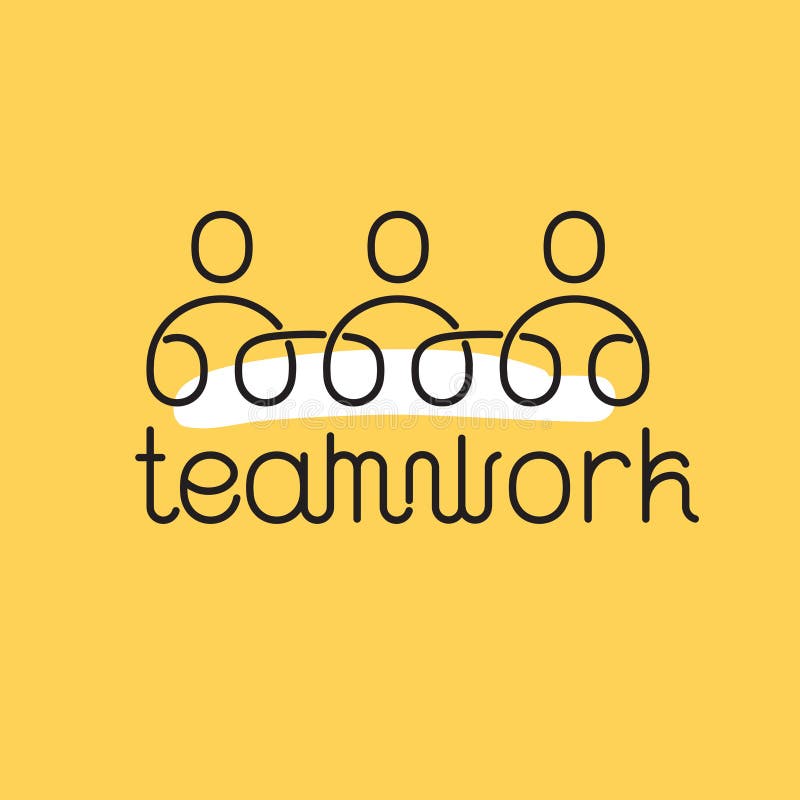 Teamwork Thin Icon. Business Concept on Yellow Background with White ...