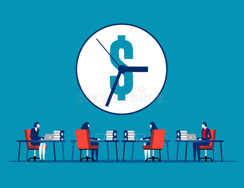 Teamwork Time and Financial Management. Business Time is Money Vector ...