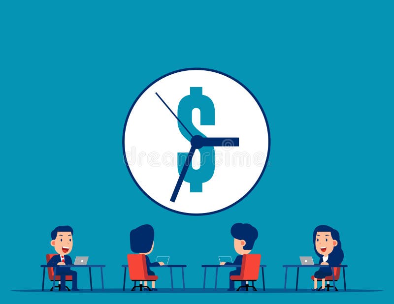 Teamwork Time and Financial Management. Business Time is Money Vector ...