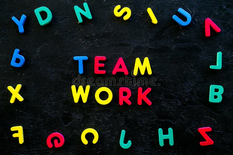 Teamwork Training Concept. Text Teamwork Lined with Colored Letters in ...