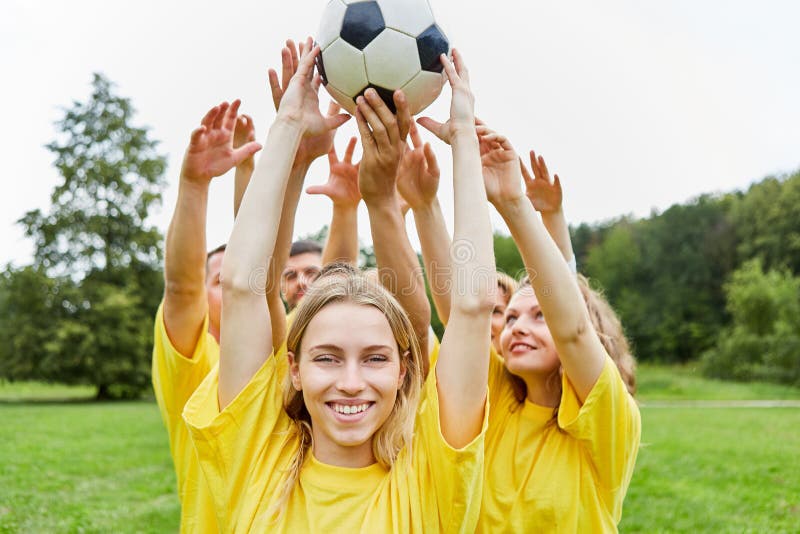 Teamwork Training with the Football Stock Image - Image of people ...