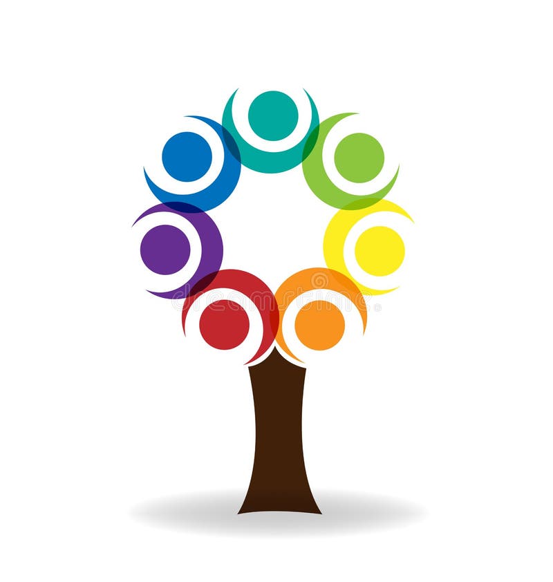 Teamwork Tree Unity People Logo Vector Design Stock Vector ...