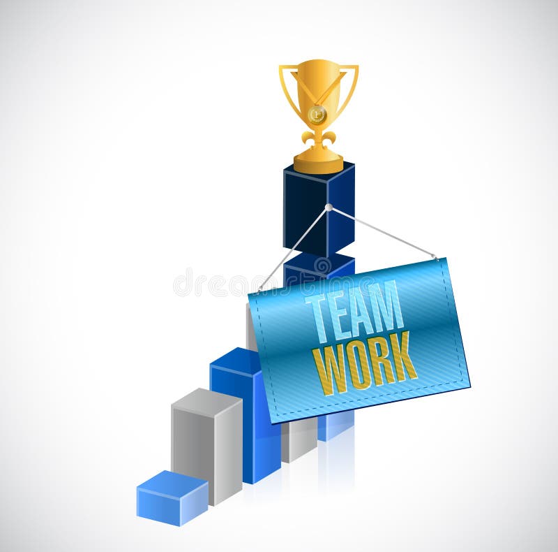 Teamwork Trophy Business Graph Stock Illustration - Illustration of ...
