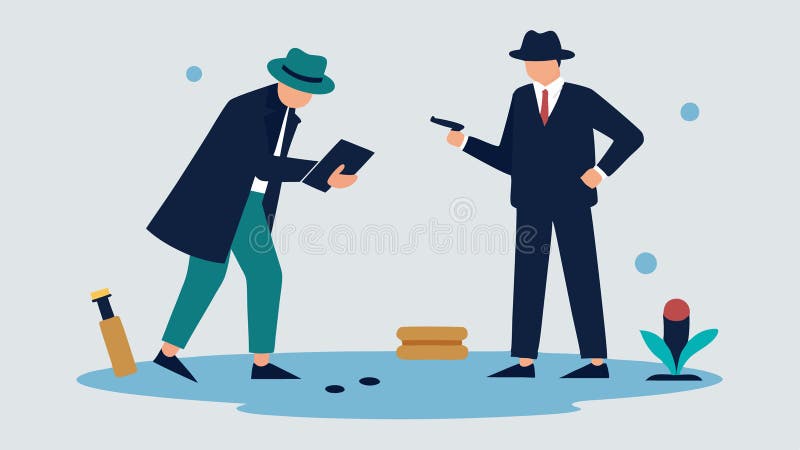 Teamwork Two Detectives Discussing Findings One Pointing To a Bullet ...